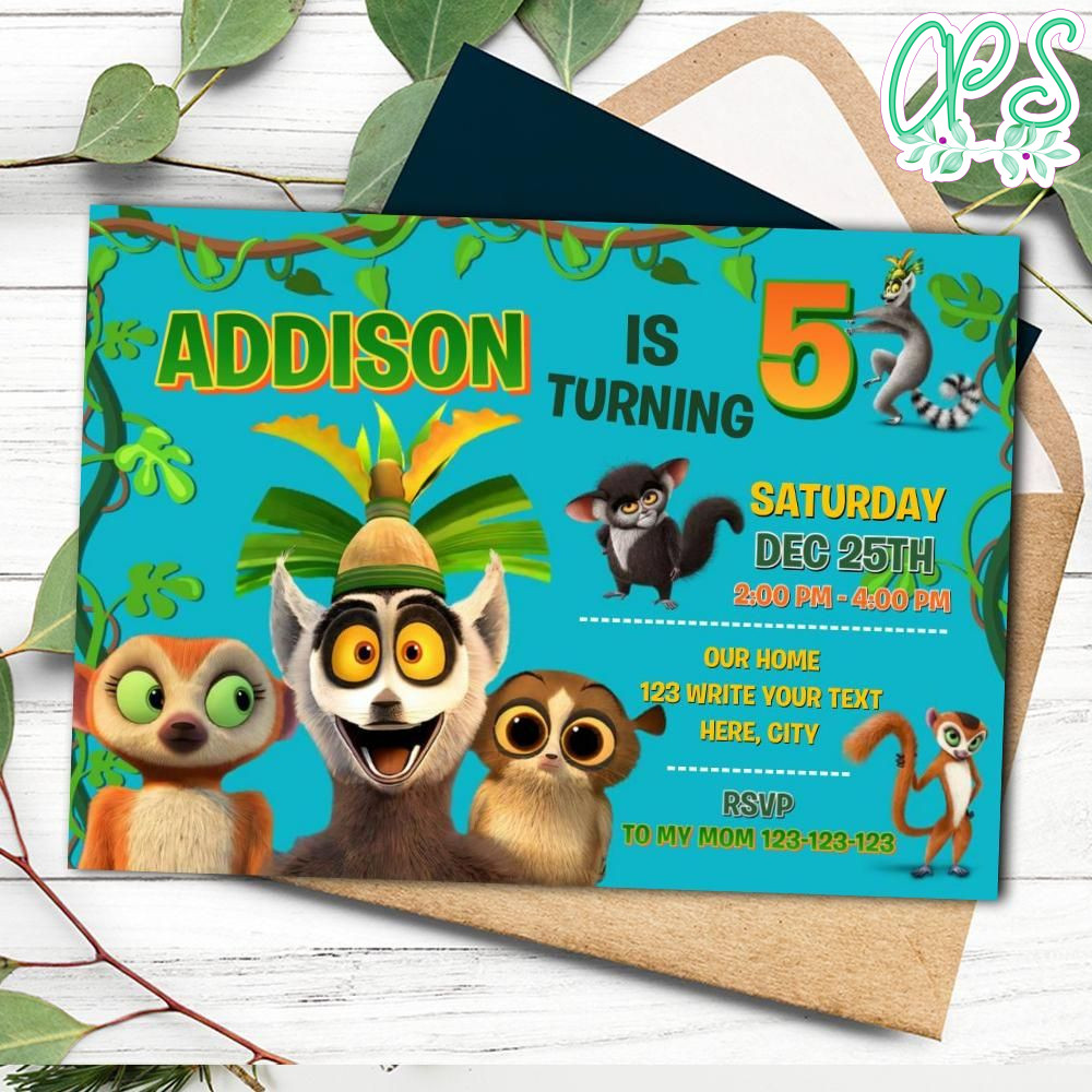All hail king Julien Madagascar Invitation Printable Template DIY ...