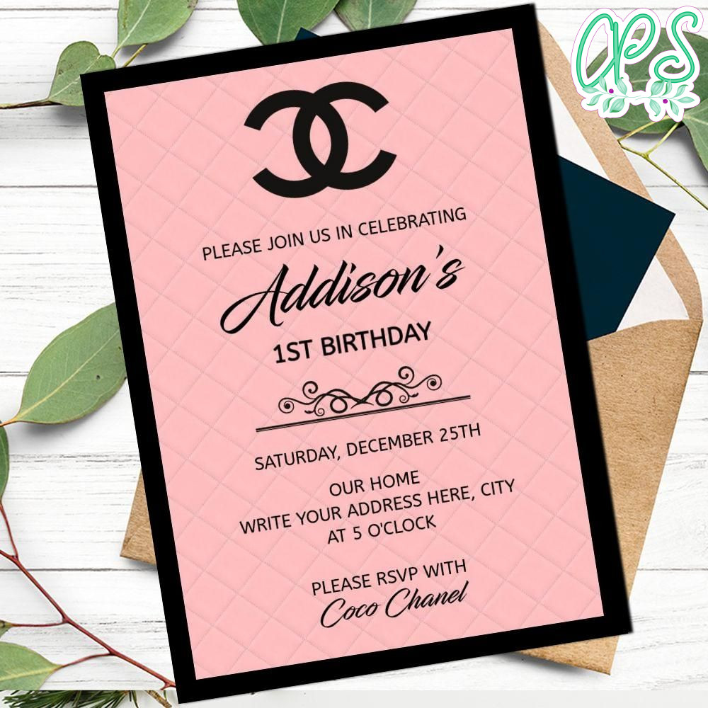 Chanel Birthday Invitation Printable Instant Download | CustomPartyShirts