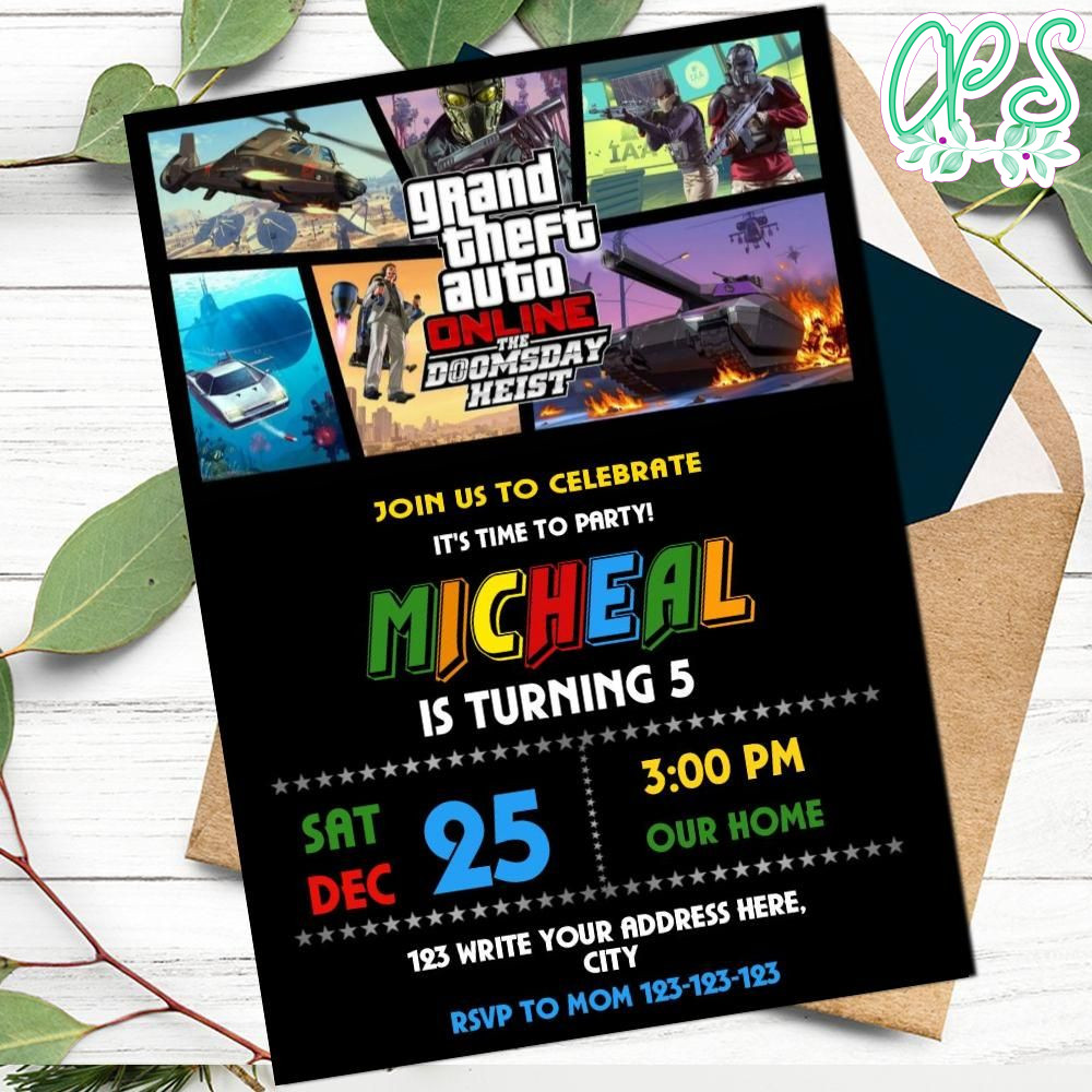 Grand theft auto Birthday Invitation Template to Print at Home ...