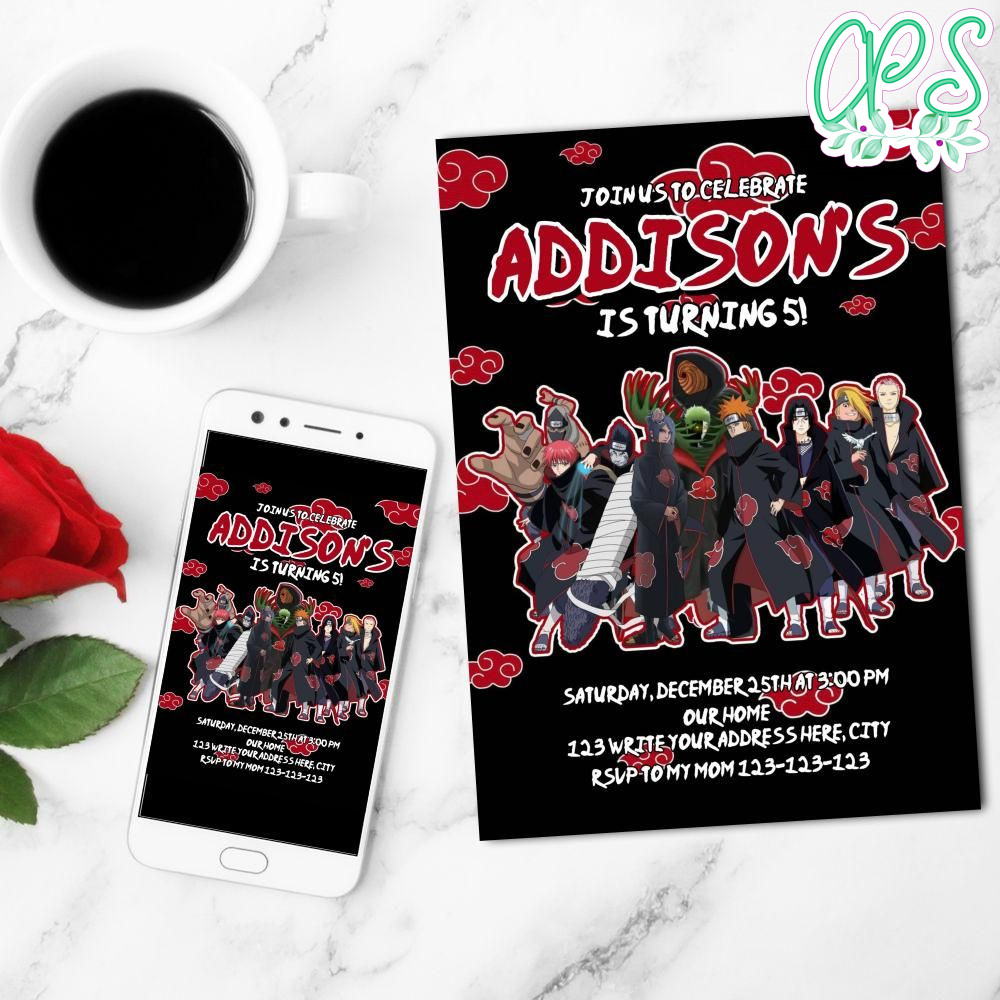 Akatsuki Invitation Customizable Template DIY | Partyinvitedesign
