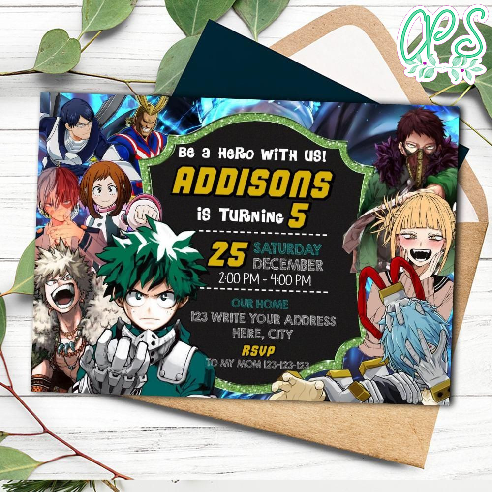 My Hero Academia Invitation Customizable template Instant Downloa ...