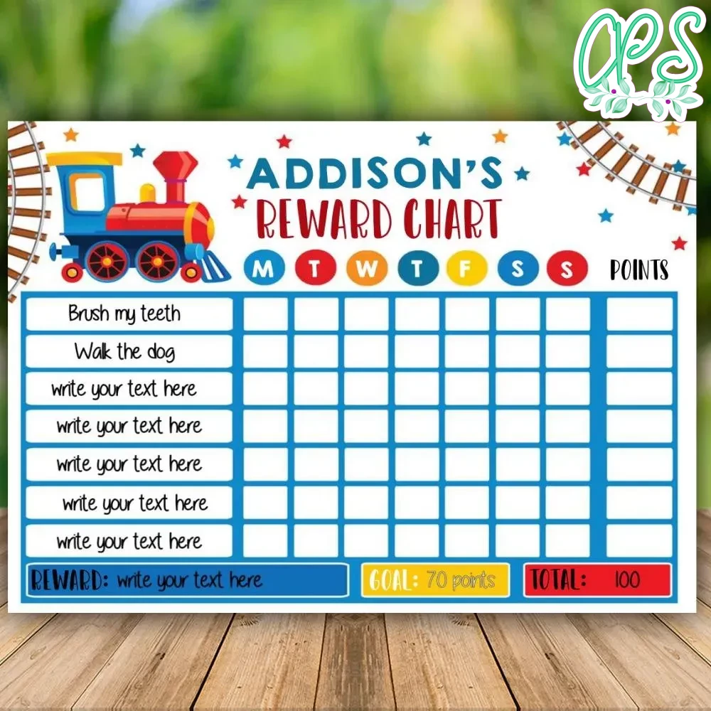 Printable Choo Choo Train Reward Chart Instant Download | CustomPartyShirts