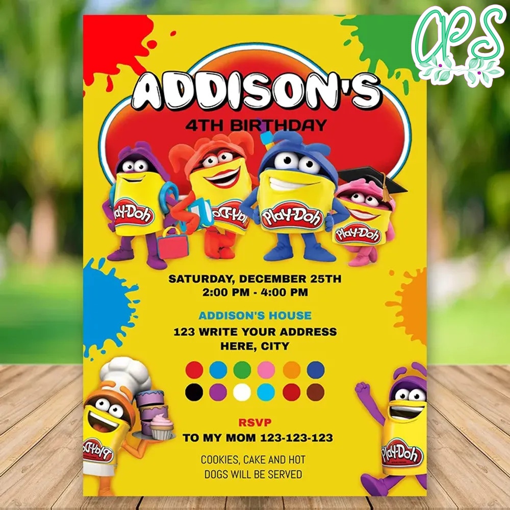 Editable Play Doh Birthday Flyer Instant Download | Partyinvitedesign