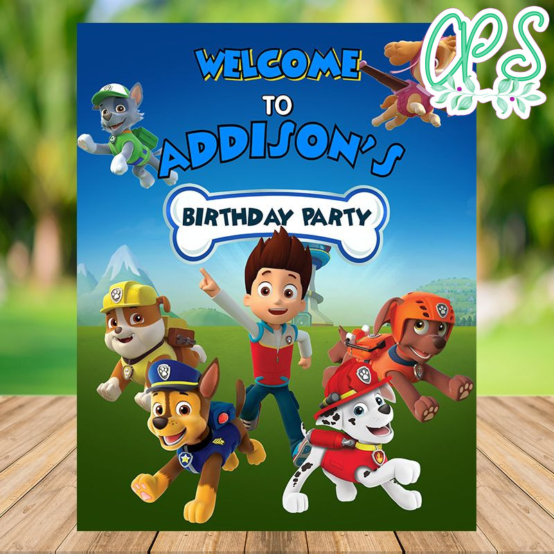 Printable Paw Patrol Birthday Sign Instant Download | CustomPartyShirts