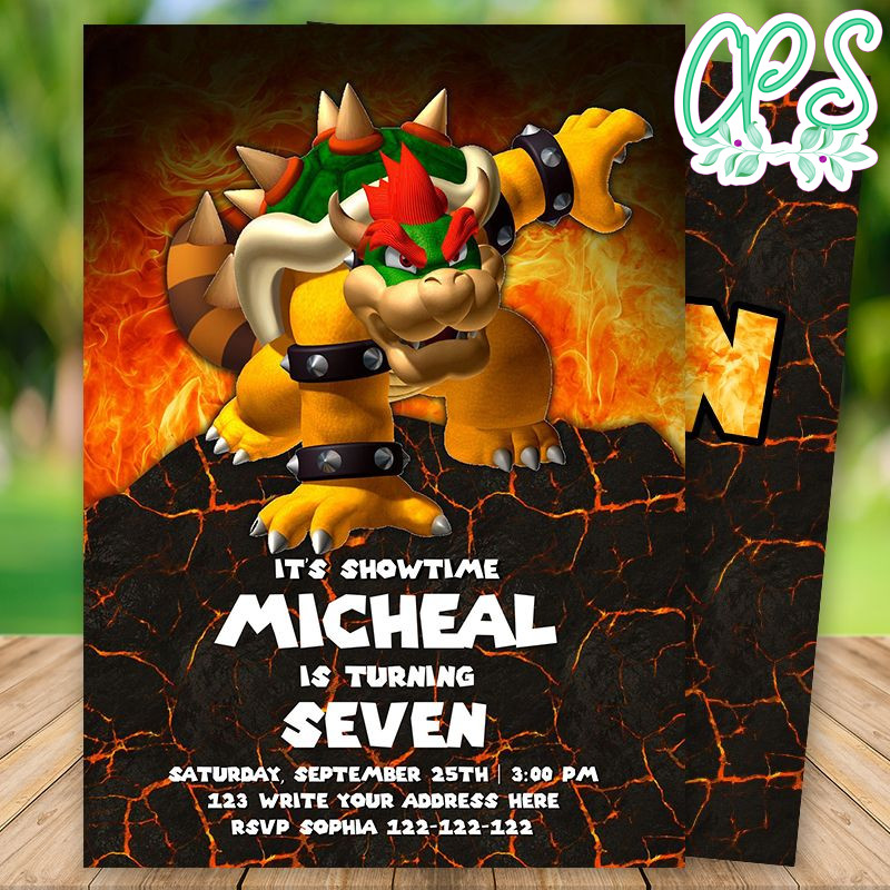 Editable Bowser Super Mario Bros Birthday Invitation Digital File ...