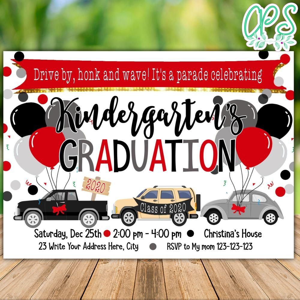 Printable Drive By Kindergartens Graduation Parade Invitation DIY ...