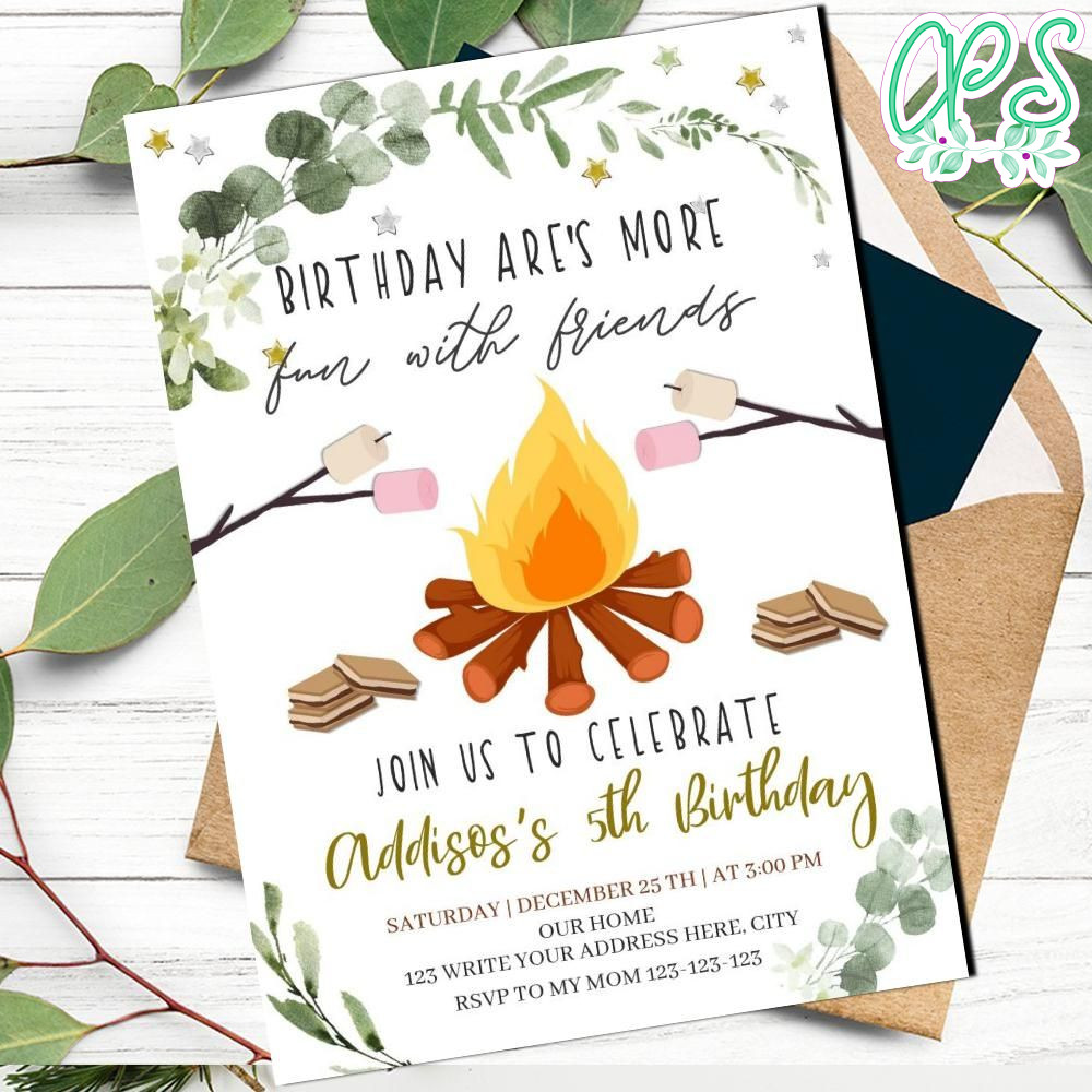 Printable Camping Birthday Party Invitation Template DIY ...