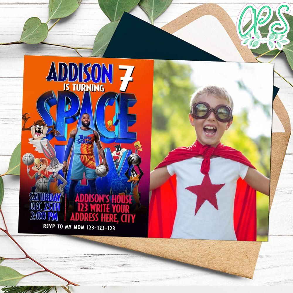 Space Jam 2 Invitation Template With Photo Customizable DIY ...