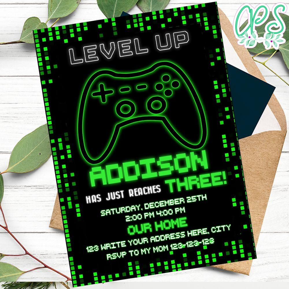 Level Up Birthday Invitation Template To Print At Home DIY