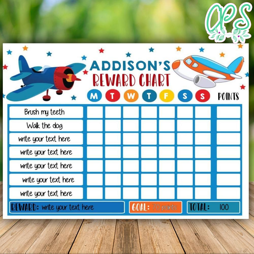 Printable Airplane Kids Routine Chart Instant Download | CustomPartyShirts