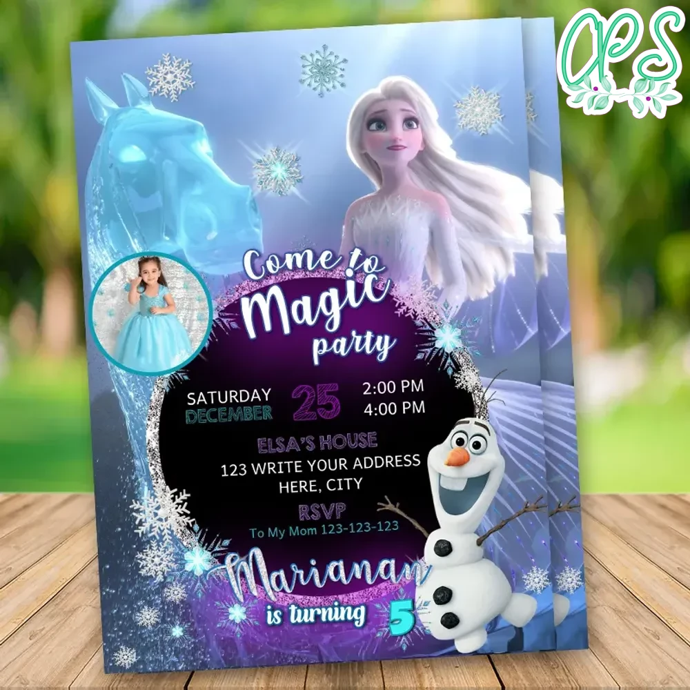 Editable Frozen 2 Elsa Birthday Invitation With Photo DIY ...