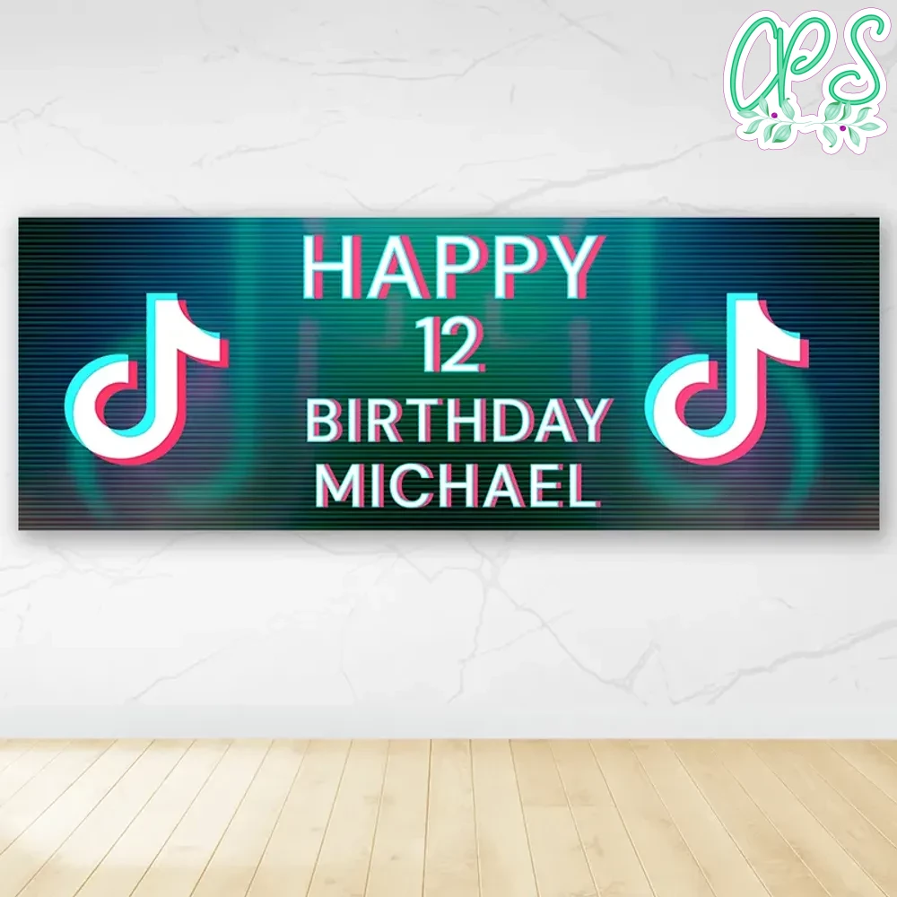 Tik Tok Birthday Banner Printable Instant Download | Partyinvitedesign