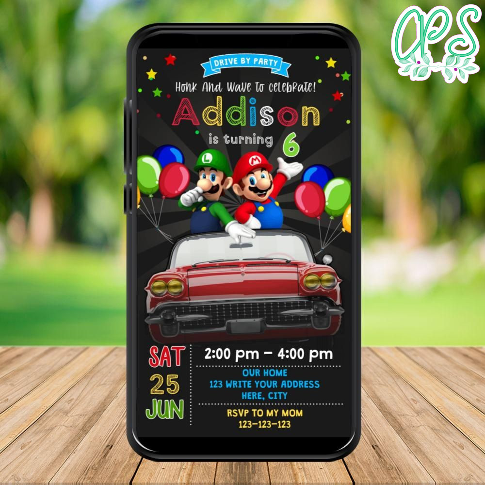 Mobile Super Mario Drive By Birthday Parade Electronic Invite ...