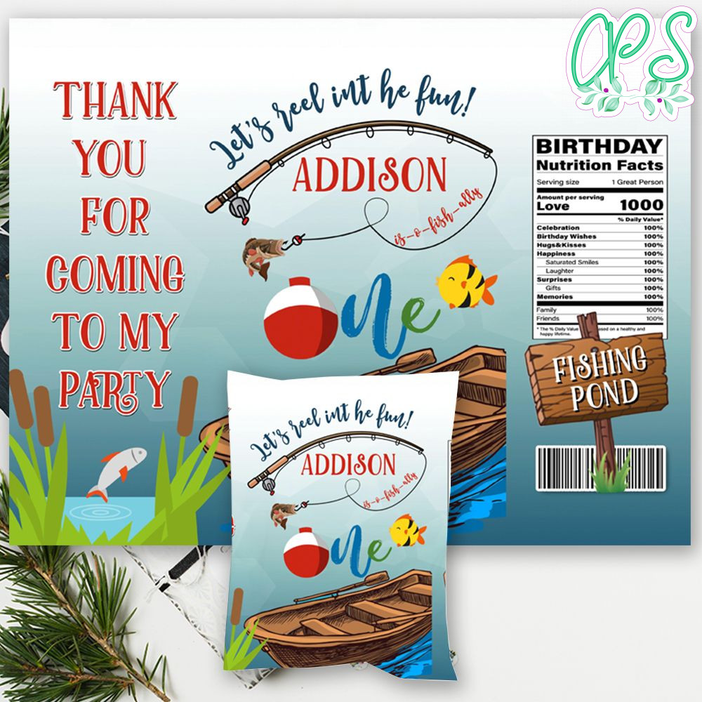 First Fishing Chip Bag Digital File Printable DIY | CustomPartyShirts