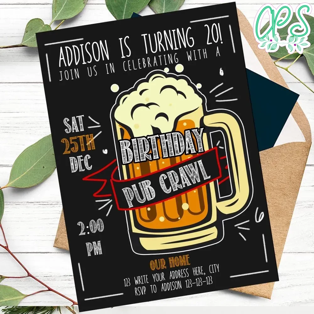 Bar Crawl Invitation Customizable Template DIY | CustomPartyShirts