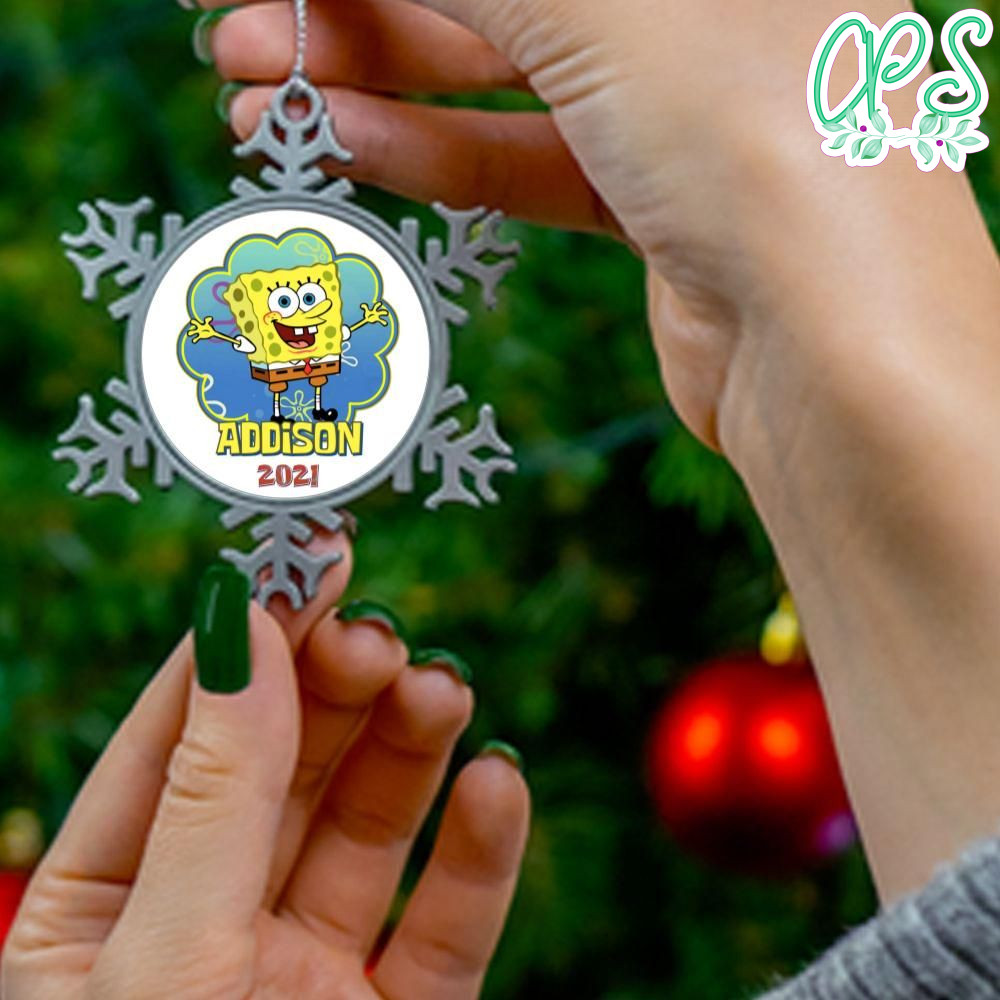 Spongebob Pewter Snowflake Ornament Gift | CustomPartyShirts