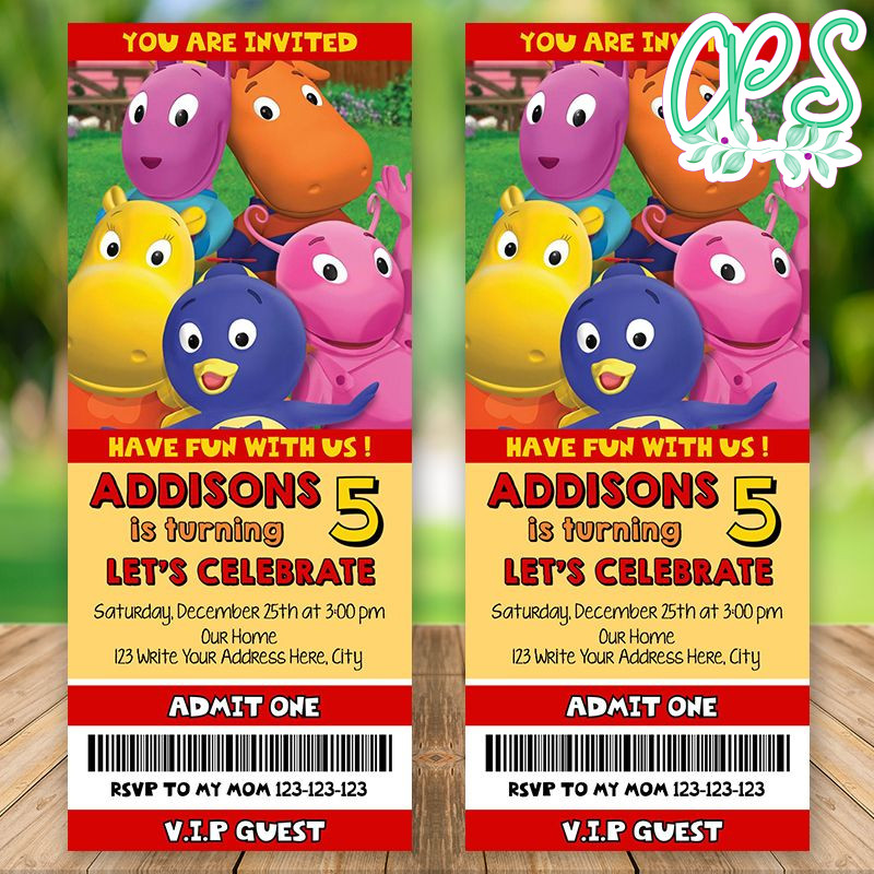 Editable Backyardigans Birthday Ticket Invitation DIY | CustomPartyShirts