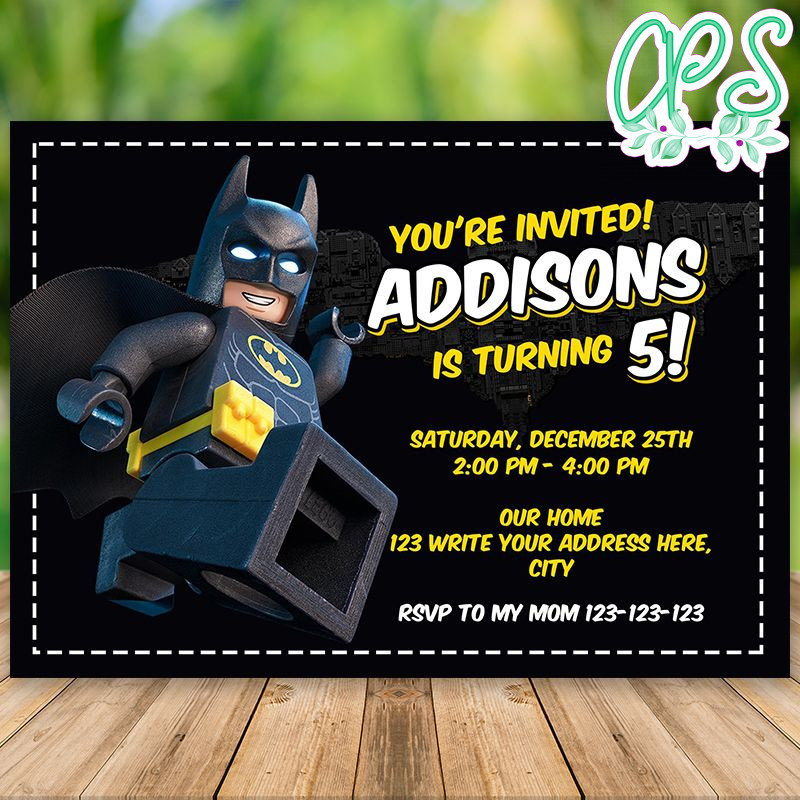 Editable Lego Batman Party Invitation Instant Download | CustomPartyShirts