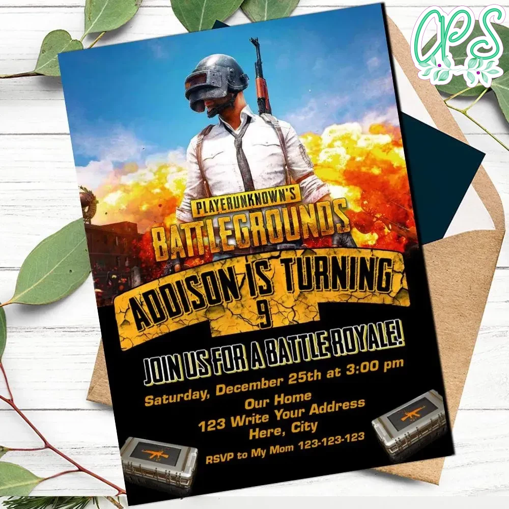 Pubg Birthday Invitation Printable Instant Download | CustomPartyShirts