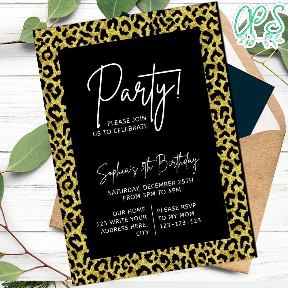 Editable Leopard Print Party Invitation Instant Download ...