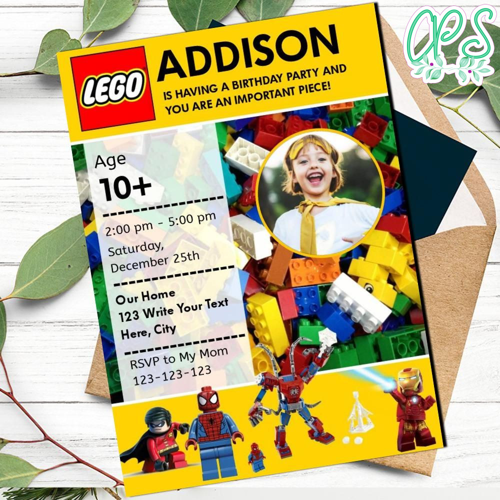 Lego Building Blocks Invitation Template to print at home DIY ...
