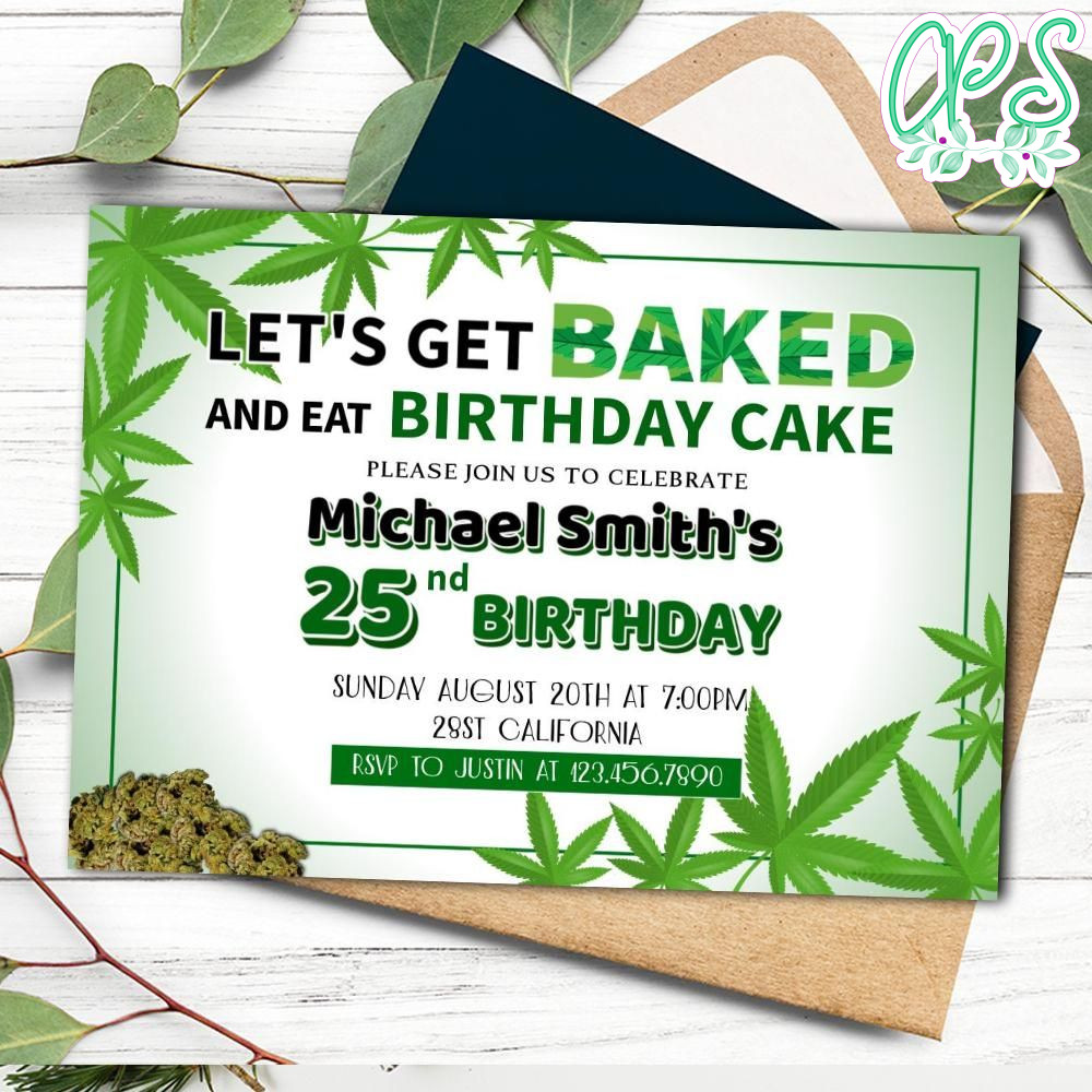 Marijuana Invitation Printable Digital File DIY | CustomPartyShirts