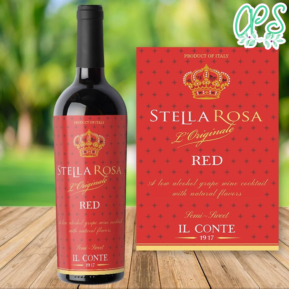 Red Stella Rosa Wine Bottle Label PNG Template To Print At Home 