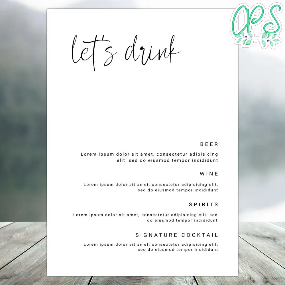 Editable Modern Wedding Bar Menu Templates Instant Download ...