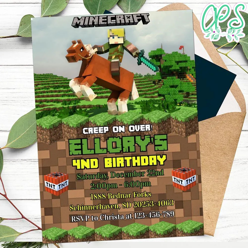 Editable Minecraft Birthday Flyer Instant Download | CustomPartyShirts