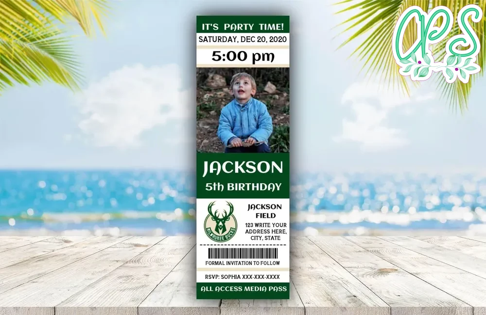 Milwaukee Bucks Birthday Ticket With Photo Invitation DIY ...