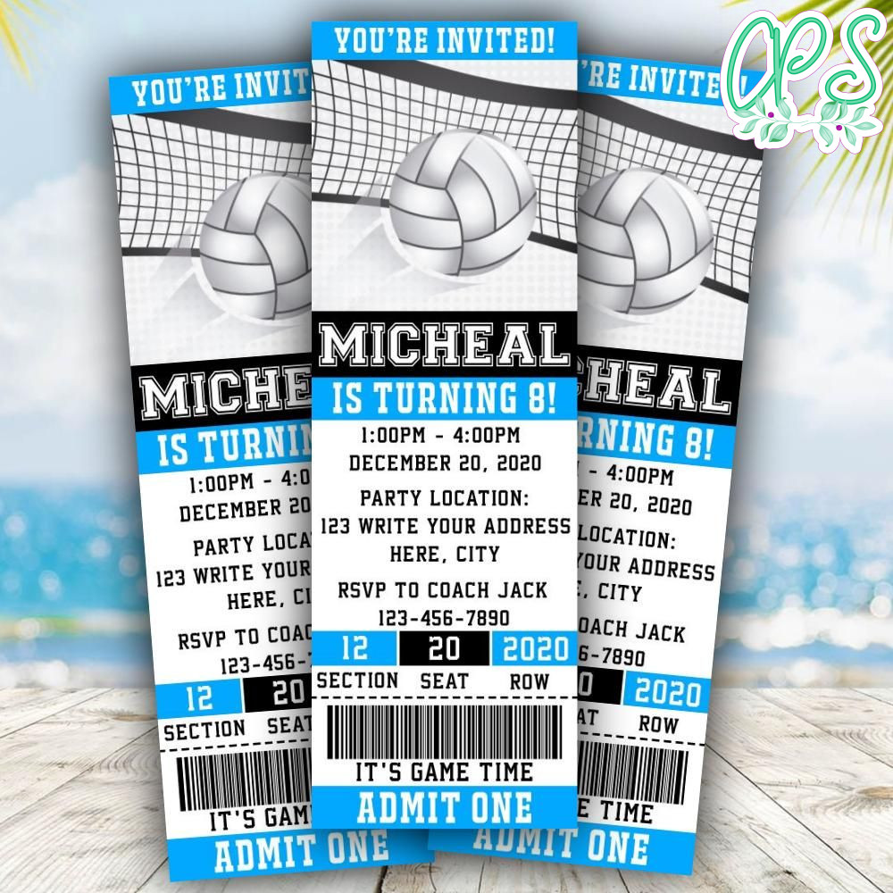 Editable Volleyball Birthday Invitation Instant Download ...