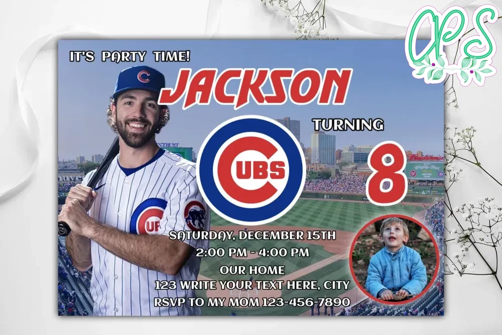 Chicago Cubs Birthday Invitation Instant Download | CustomPartyShirts