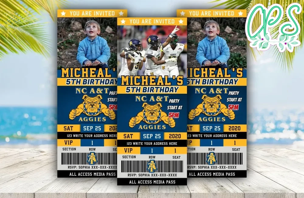 Editable North Carolina A&T Birthday Ticket Invitations DIY ...