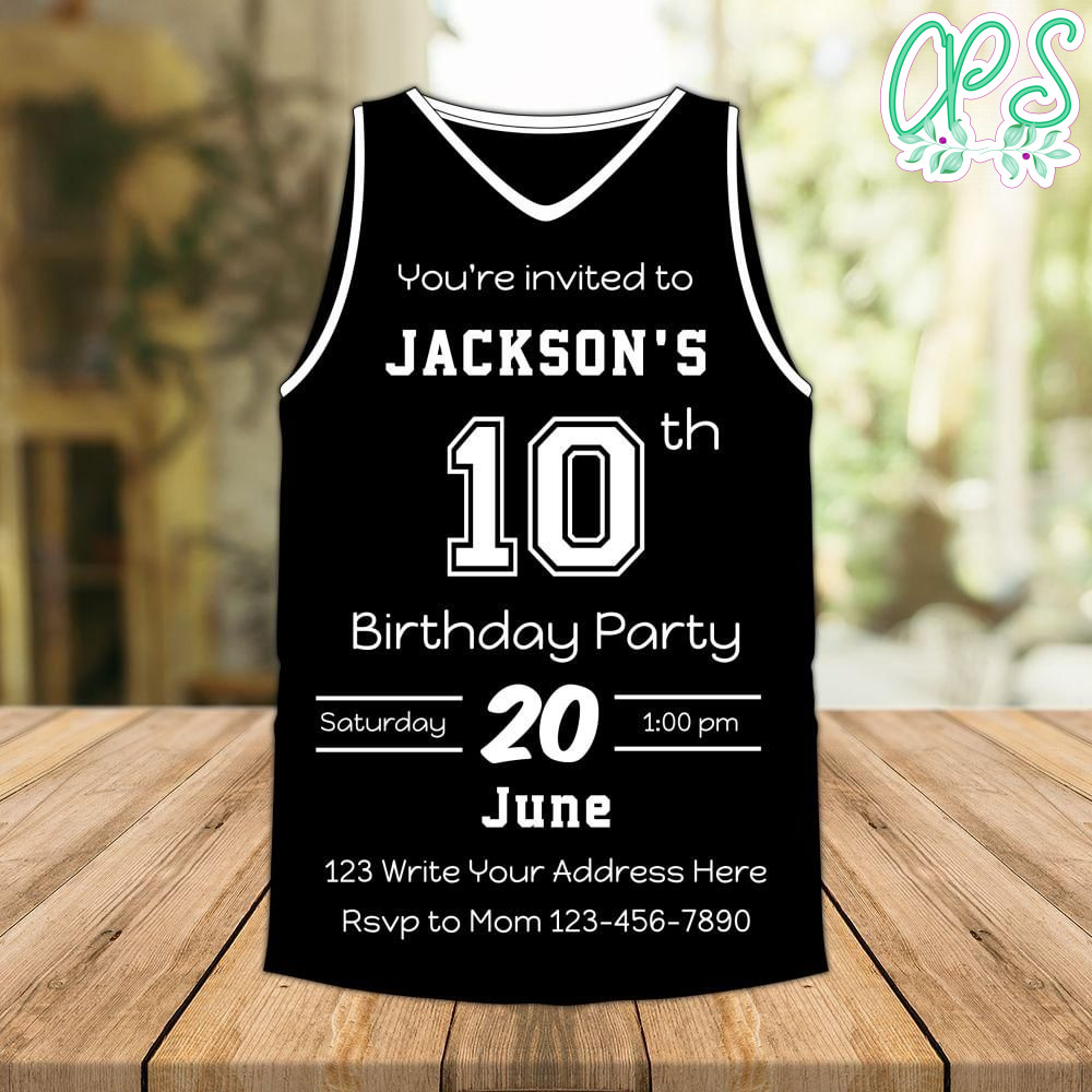 Basketball Jersey Birthday Invitation Instant Download | CustomPartyShirts