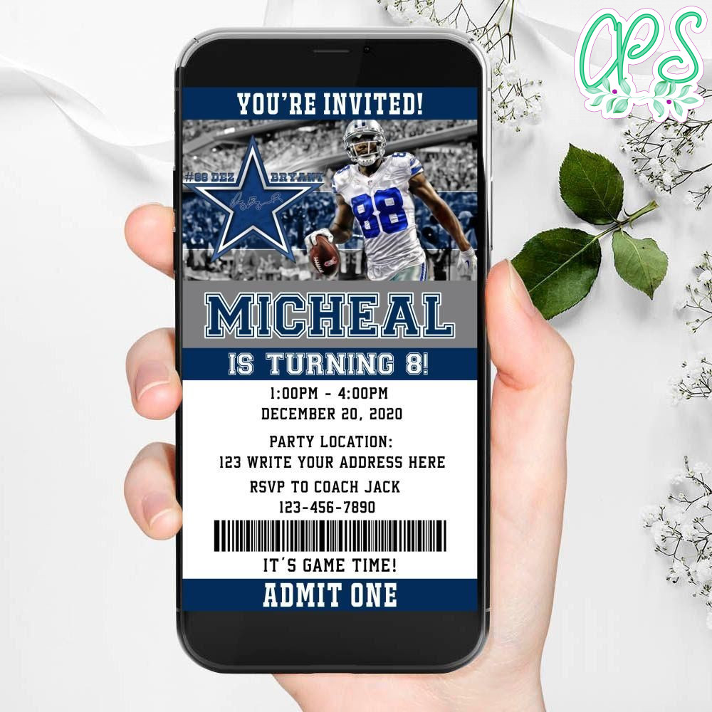 Dallas Cowboys Mobile Invite Customizable Template Instant Download