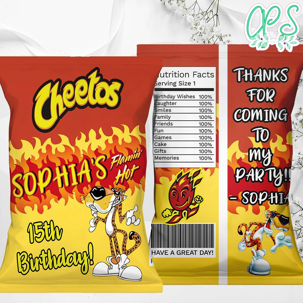 Printable Flamin Hot Cheetos Birthday Chip Bags Digital File ...