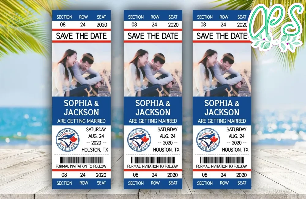 Toronto Blue Jays Save The Date Wedding Engagement Announcement Ticket ...