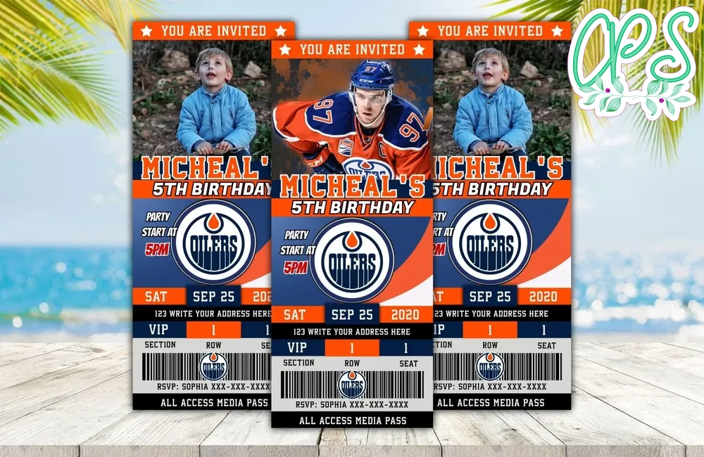 Editable Edmonton Oilers Birthday Ticket Invitations | CustomPartyShirts