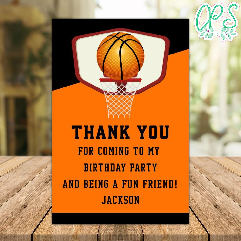 Basketball Thank You Card Customizable Template Instant Download ...