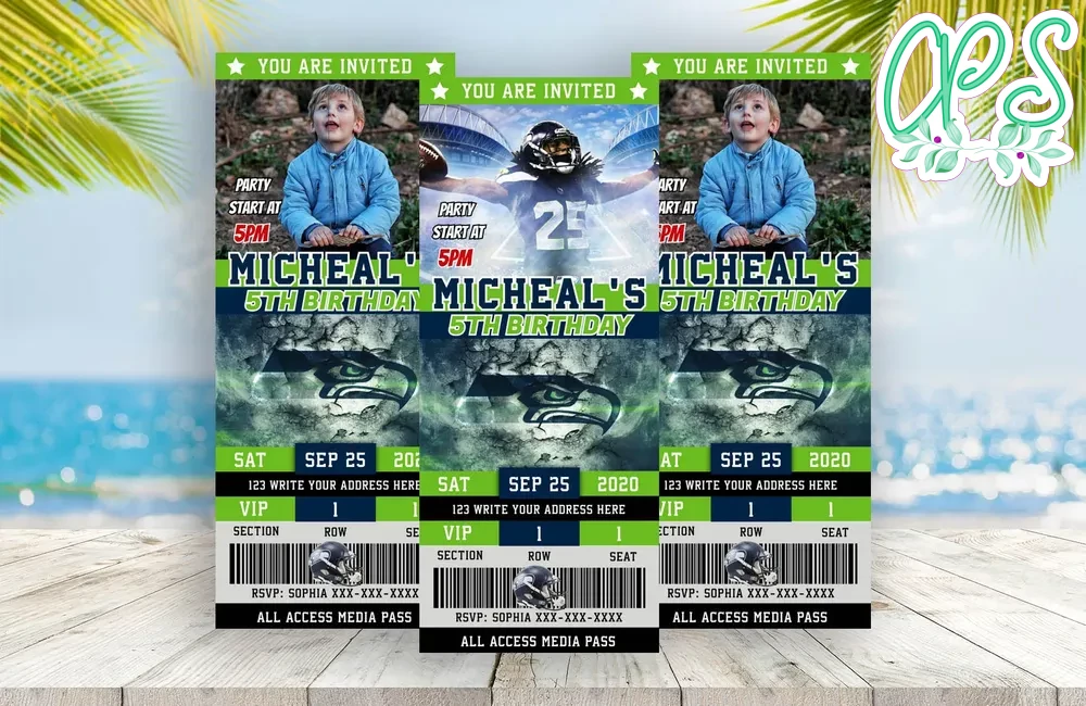 Seattle Seahawks Ticket Birthday Editable Templates Instant Download ...