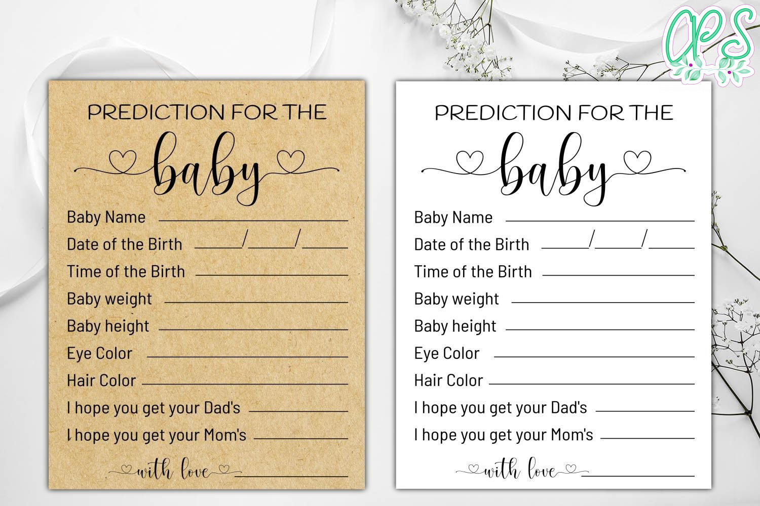 Printable Predictions For The Baby Shower Game Instant Download ...