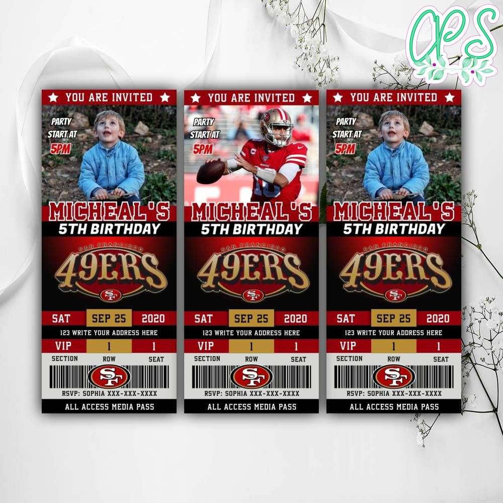 Editable San Francisco 49ers Birthday Ticket Invitations 