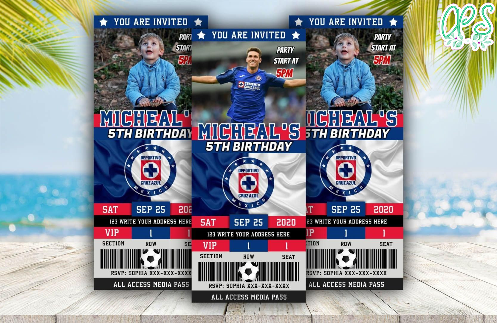 Printable Cruz Azul Birthday Ticket Invitations Instant Download ...
