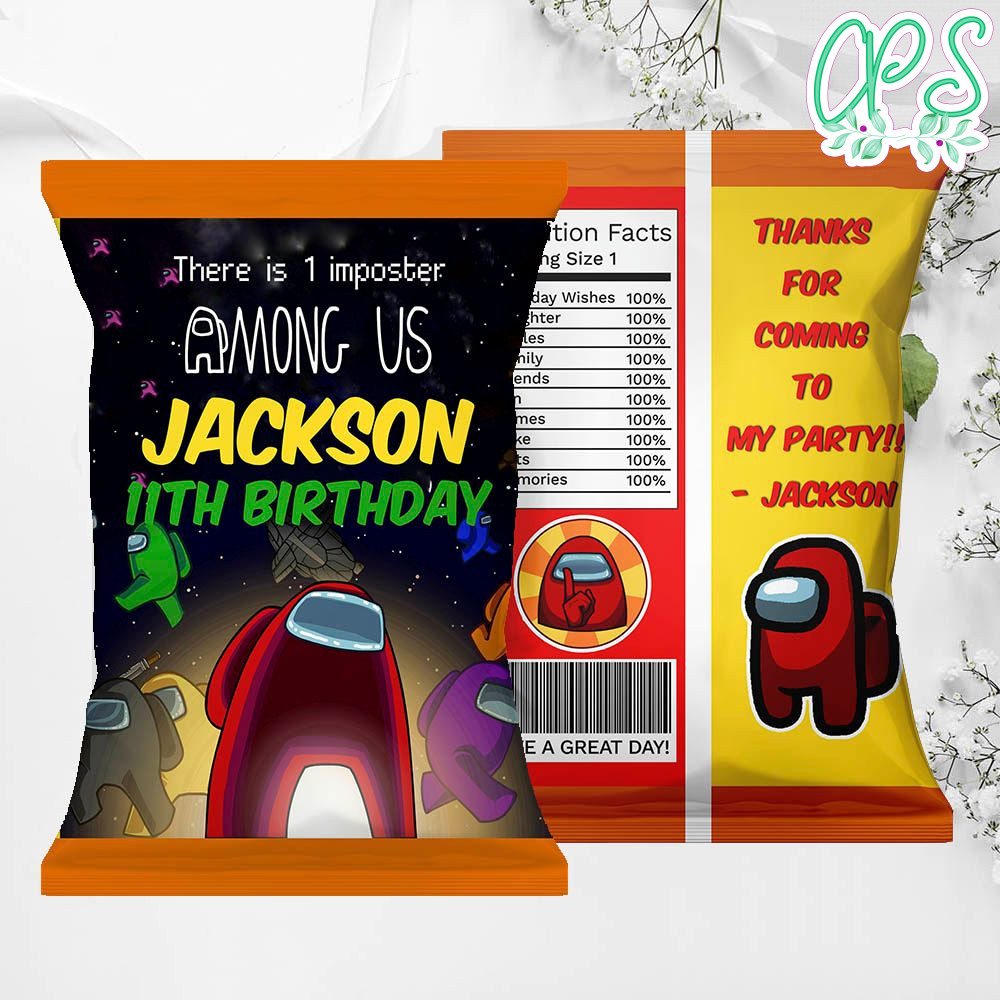 Printable Among Us Birthday Chip Bags Instant Download | CustomPartyShirts