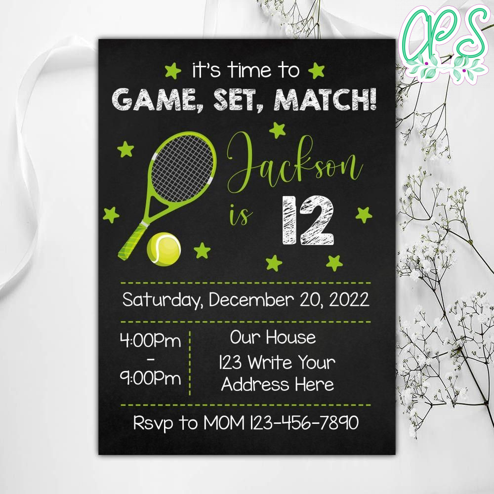 Tennis Birthday Party Invitation Instant Download CustomPartyShirts 