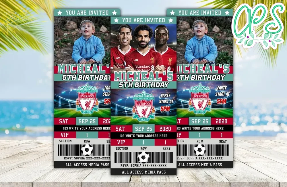 Editable Liverpool FC Birthday Ticket Invite DIY | CustomPartyShirts
