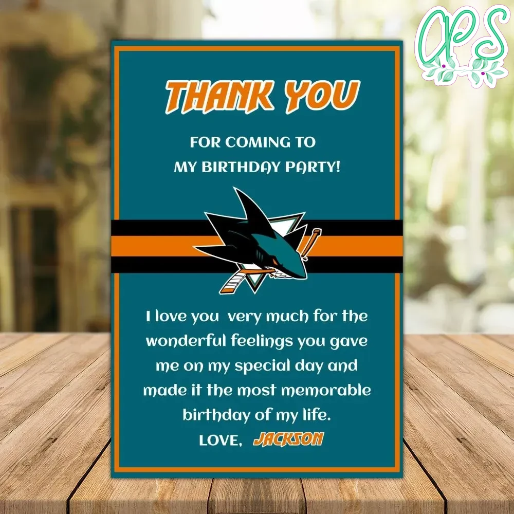 San Jose Sharks Thank you card Template to Print at Home ...
