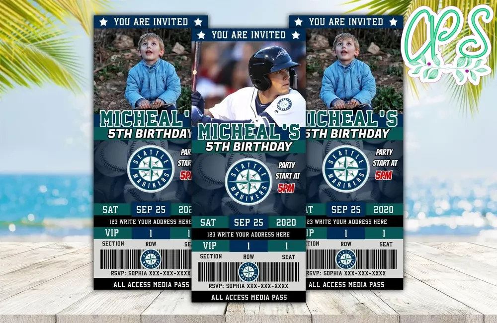 Seattle Mariners Ticket Birthday Editable Template Instant Download ...
