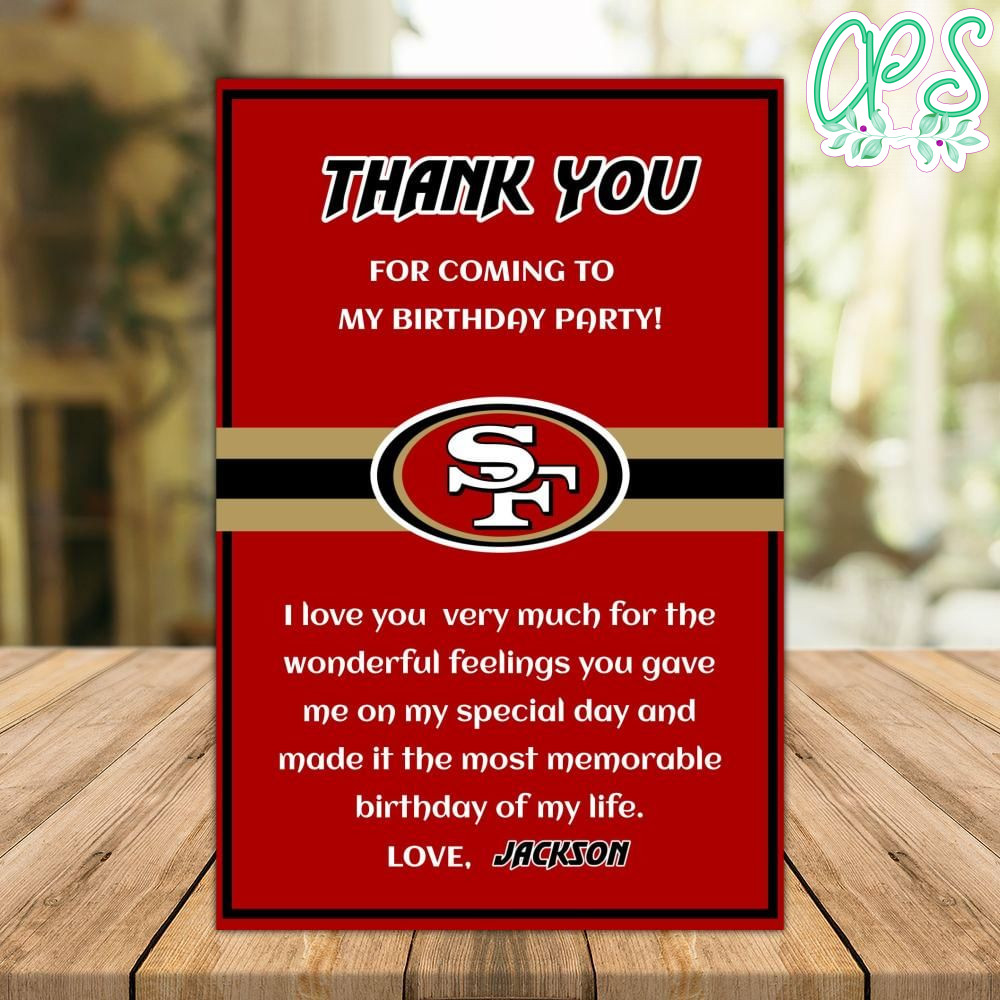 San Francisco 49ers Thank you card Template to Print at Home ...