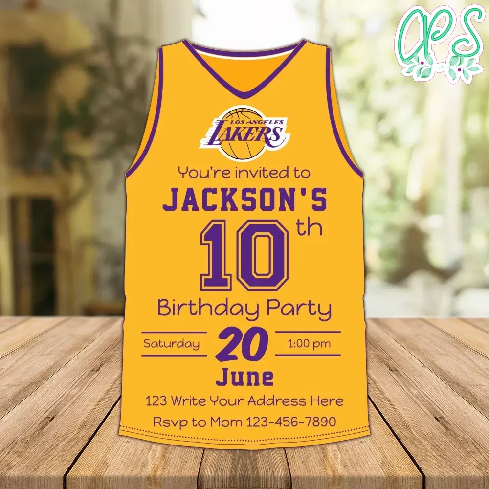 Los Angeles Lakers Jersey Birthday Invitation Instant Download ...